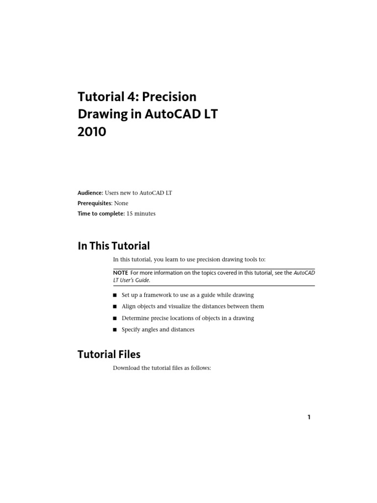 Tutorial 4: Precision Drawing in Autocad LT 2010 | PDF | Auto Cad ...