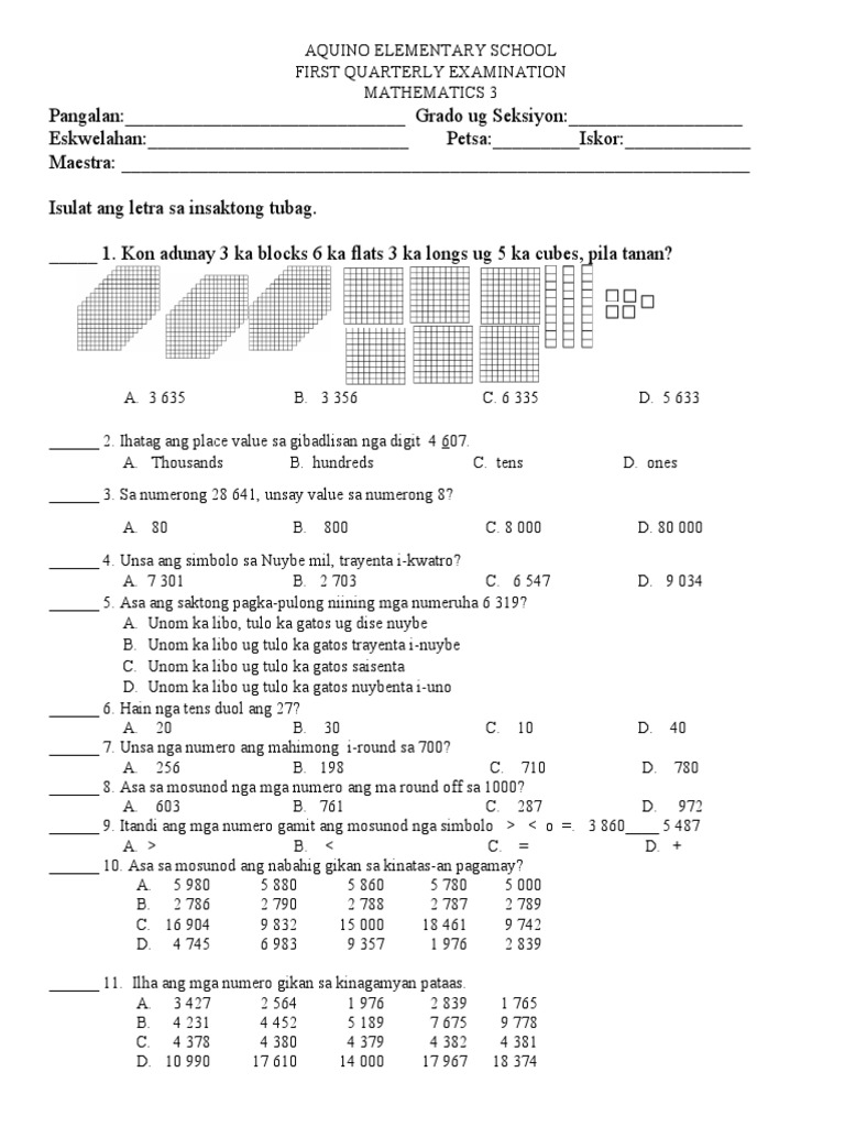 PT - Math 3 - Q1 | PDF