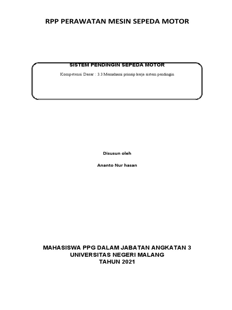 RPP Sistem Pendingin Daring Ananto | PDF