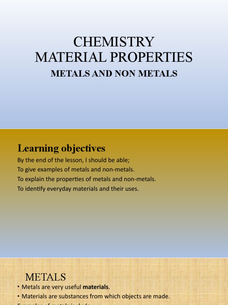 Metals & Nonmetals | PDF | Metals | Fibers