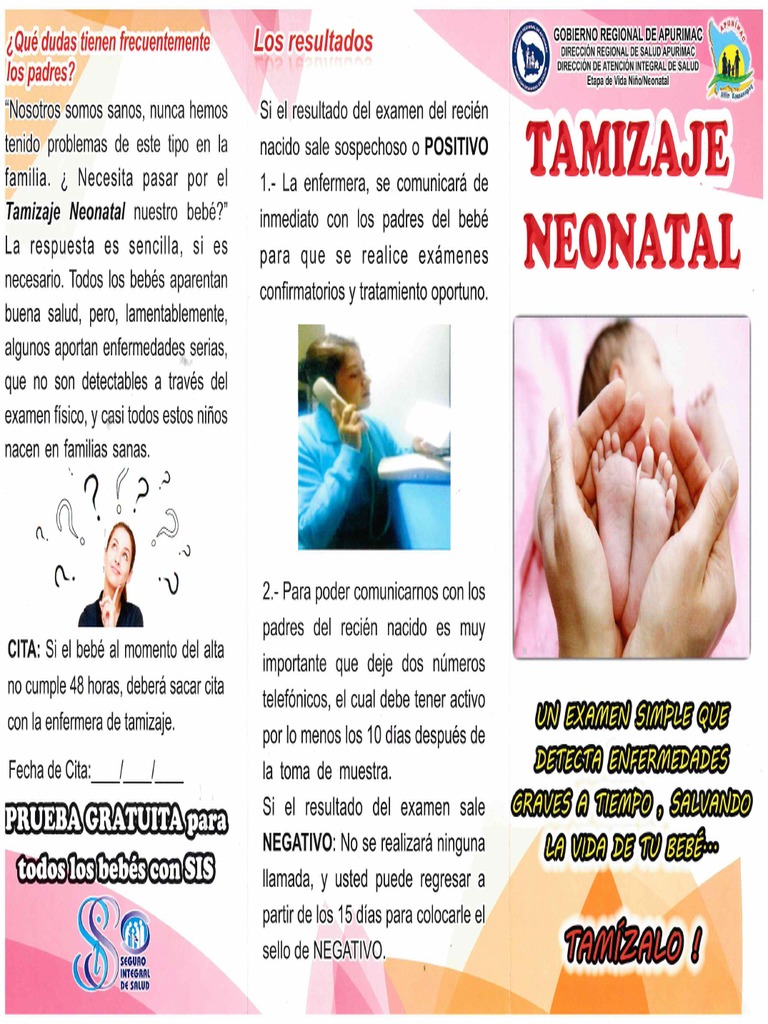Triptico Tamizaje Neonatal | PDF