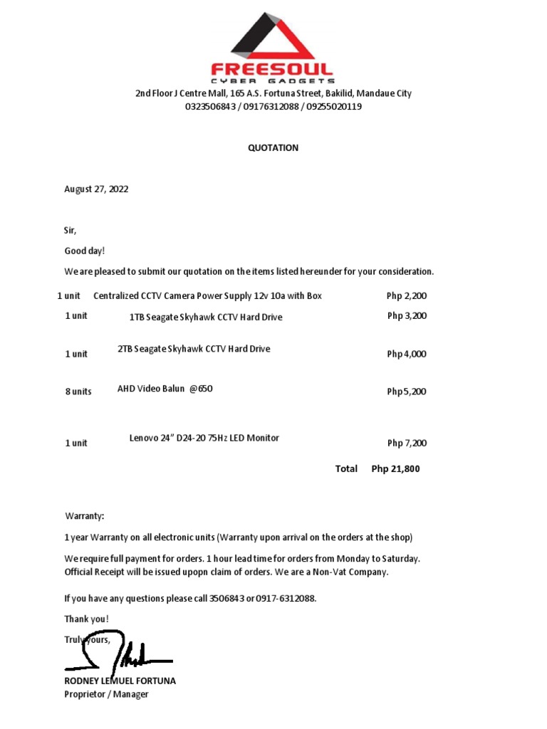 CCTV Quotation REVISED | PDF