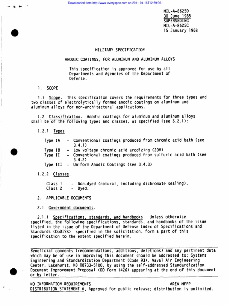 Anodized Coatings Spec for Aluminum | PDF