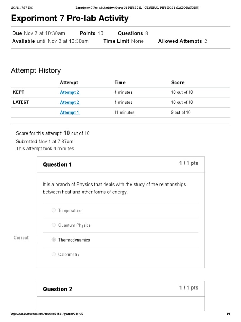 Experiment 7 Pre Lab Activity - Group 31 PHYS 01L GENERAL PHYSICS 1 ...
