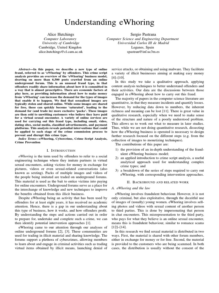 Understanding EWhoring | PDF | Fraud | Crimes