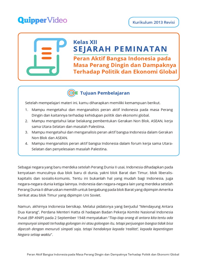 Peran Aktif Bangsa Indonesia Pada Masa Perang Dingin Dan Dampaknya ... Peran Aktif Bangsa Indonesia Pada Masa Perang Dingin Dan Dampaknya ...