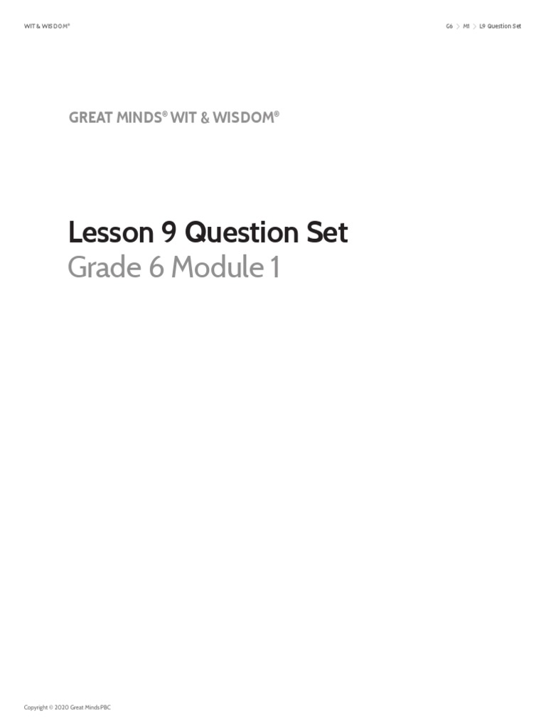 Grade 6 Module 1 Assessment 9 Question Set 3 | PDF