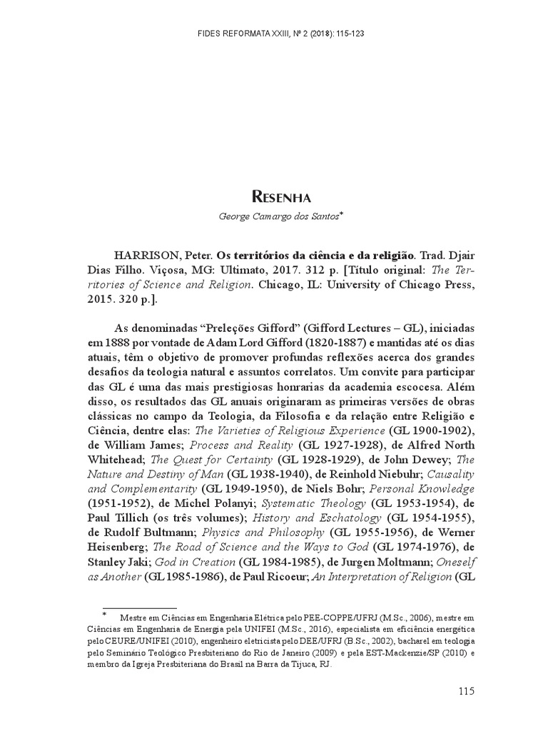 2018 - DOS SANTOS, G. C. - Os Territórios Da Ciência e Da Religião de ...