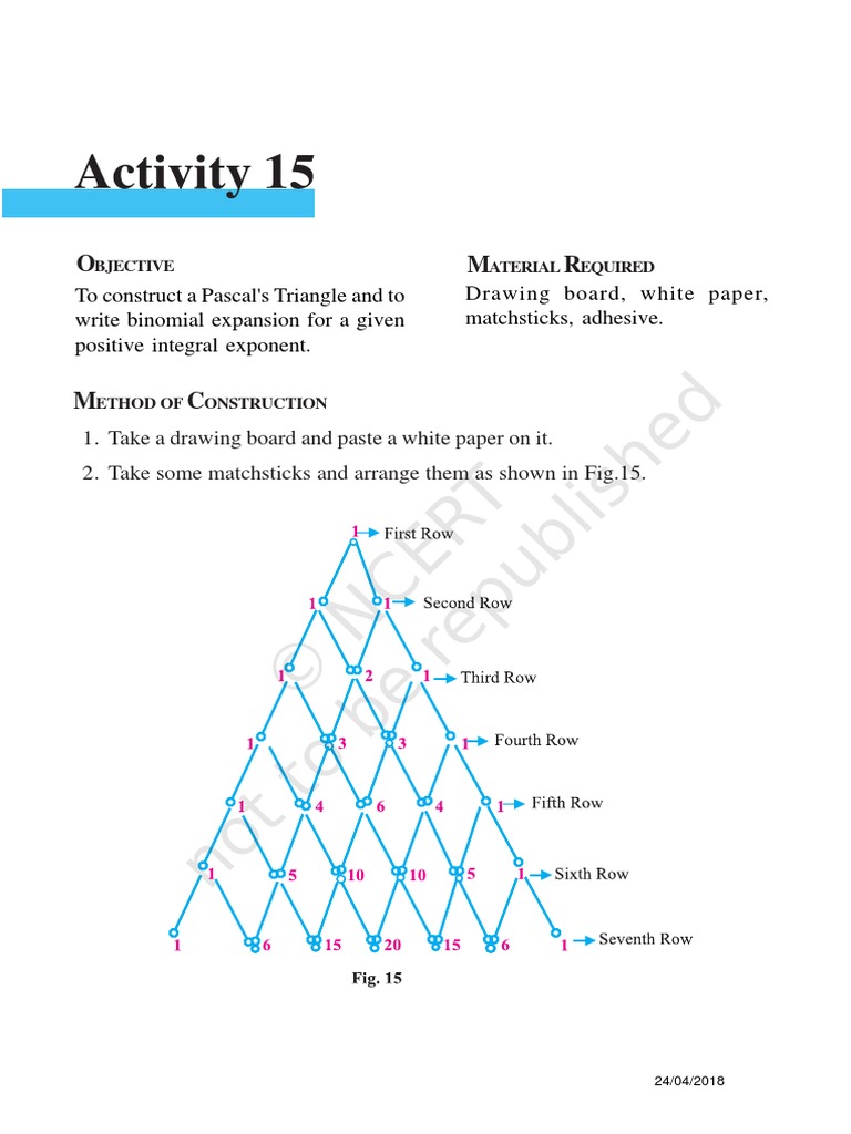 Activities 8. Pascals Triangle - Binomial Theorem | PDF