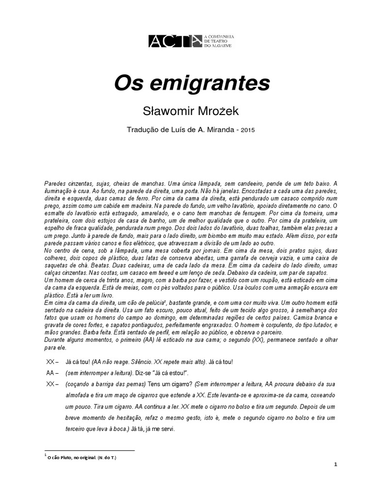 Os Emigrantes - Texto | PDF | Cães | Trem