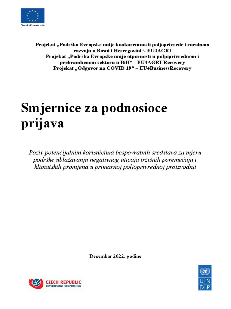Smjernice Za Podnosioce Prijave - Interventna Mjera - Decembar - 2022 | PDF