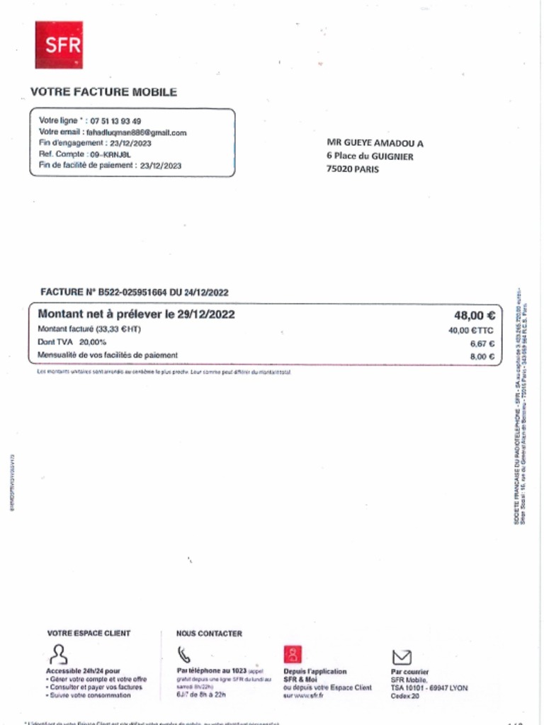 FACTURE Renouvellement SFR | PDF