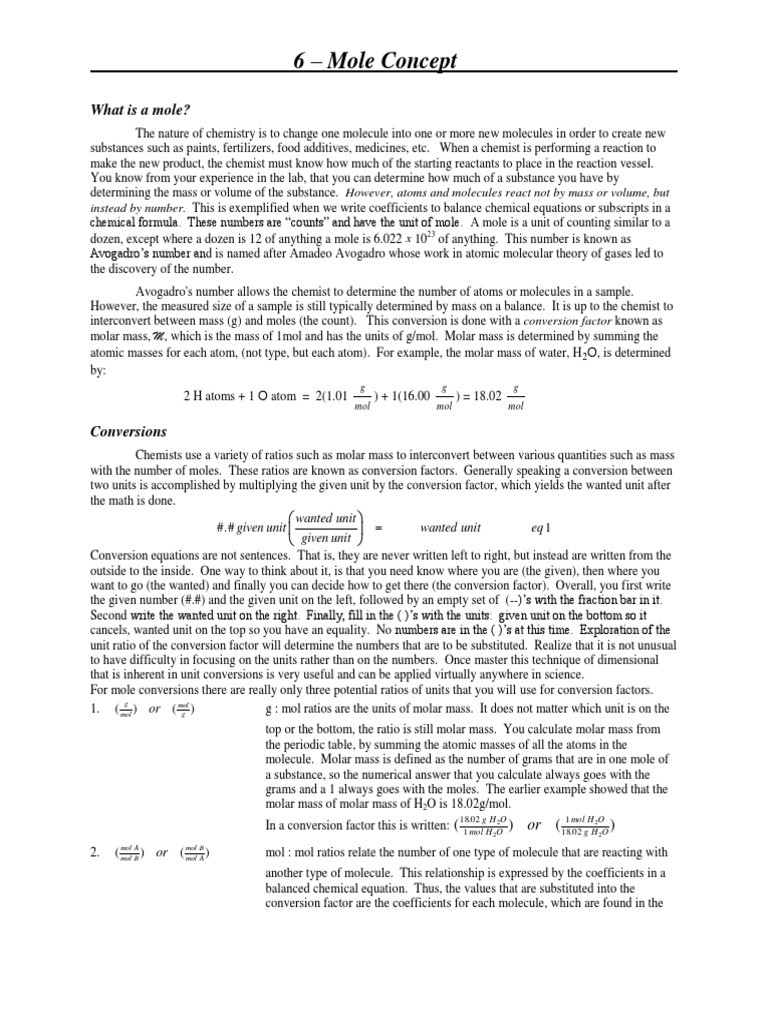Chemistry Madnes - Mole Concept | Download Free PDF | Mole (Unit) | Stoichiometry