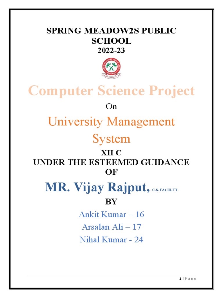 SPRING MEADOWS PUBLIC SCHOOL (AutoRecovered) | PDF | My Sql | Python ...