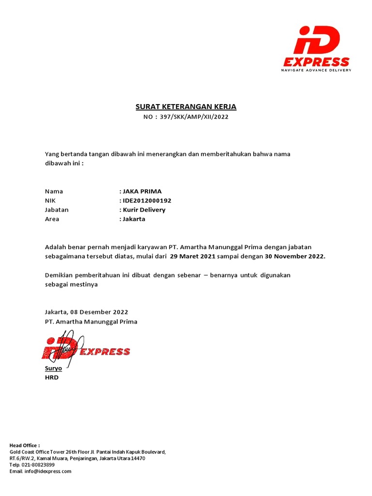 Paklaring Jaka Prima | PDF | Bisnis