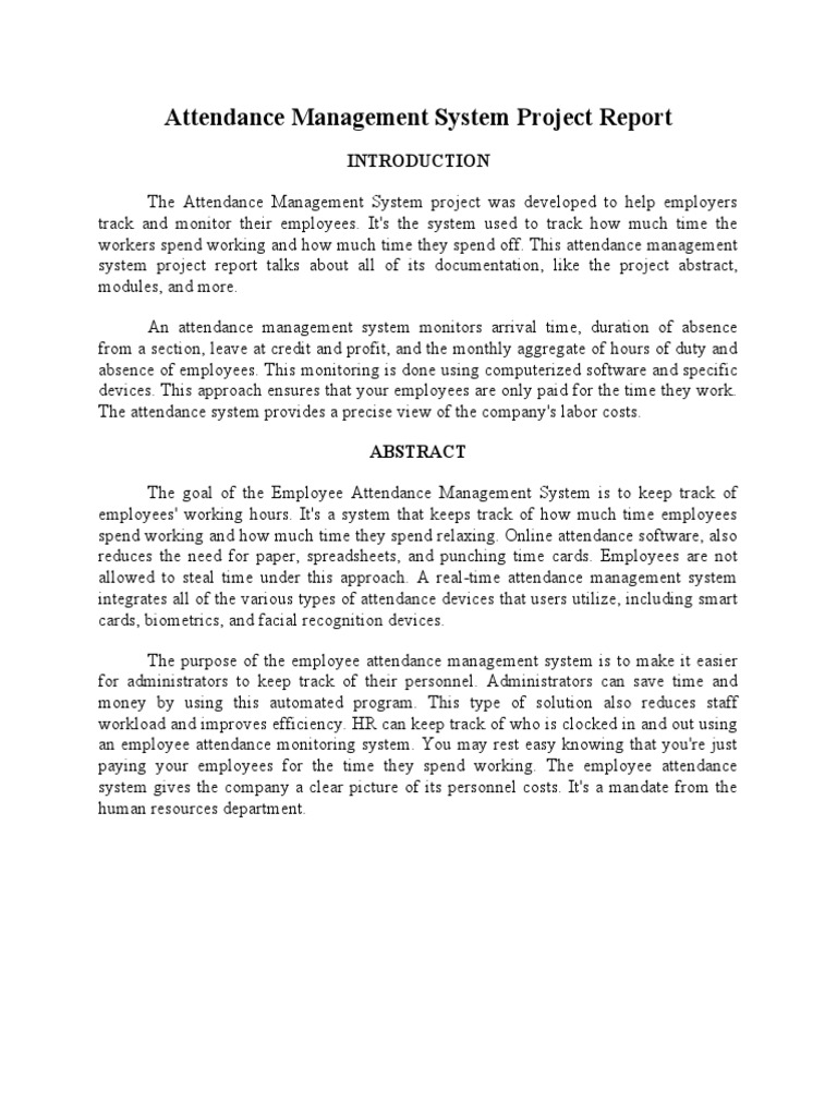 Attendance Management System Overview | PDF | Employment | Human ...
