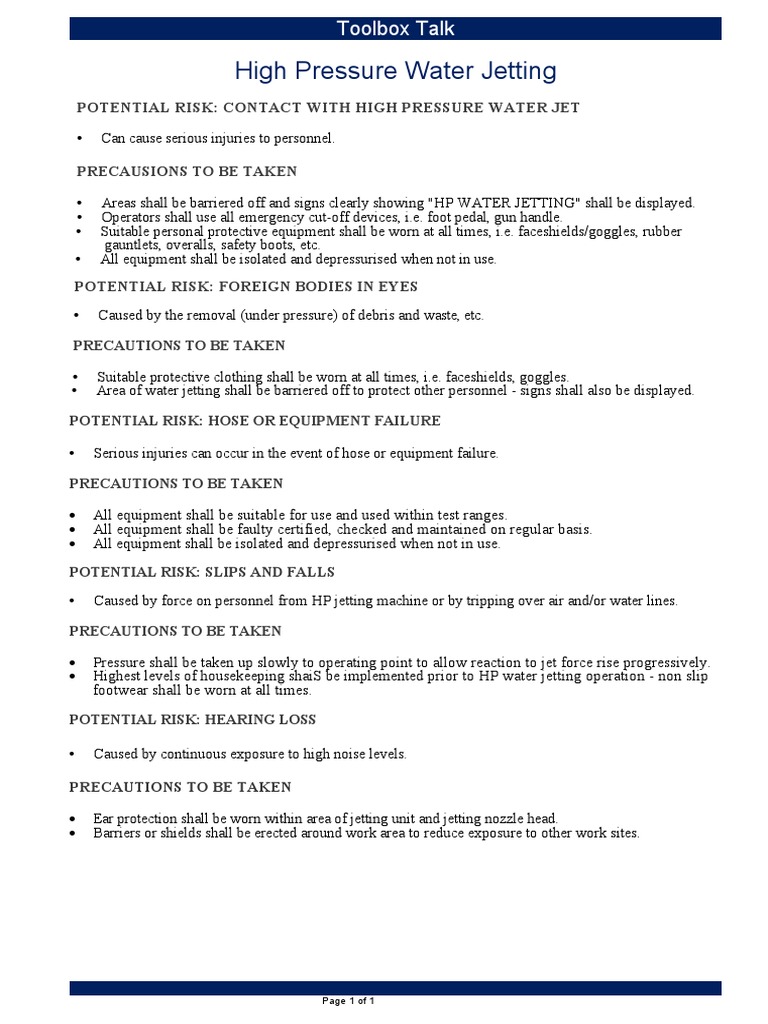 High Pressure Water Jetting | PDF