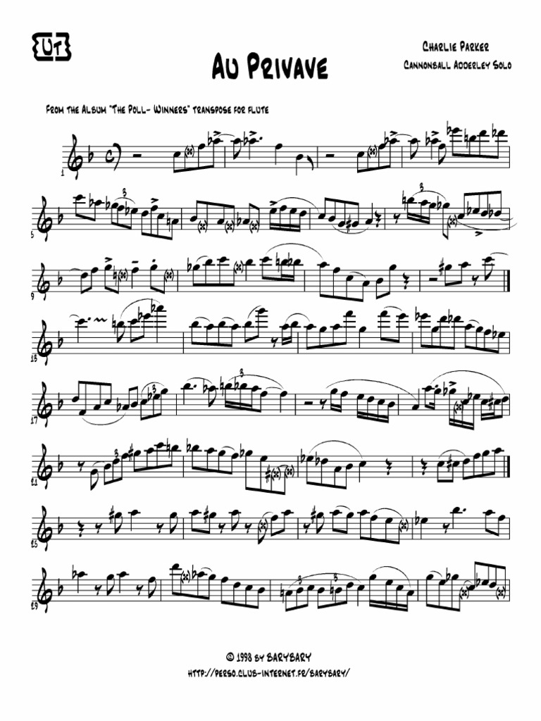 Parker Au Privave Solo For Flute | PDF