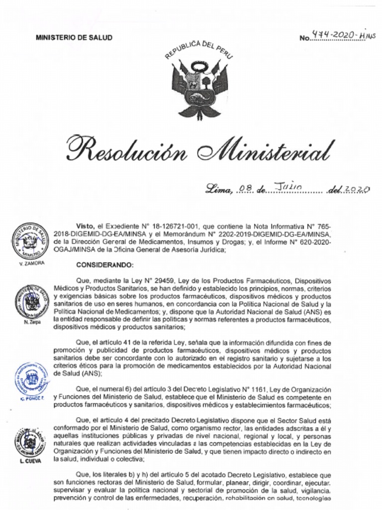 RM - 474 2020 Minsa | PDF