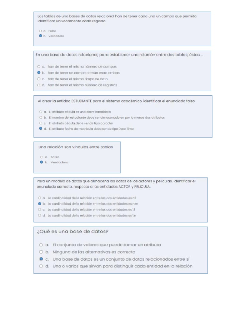 Preguntas Test1 Base Datos | PDF