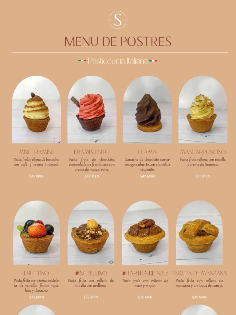 Menu postres sabrina | PDF | Alimentos | Postres