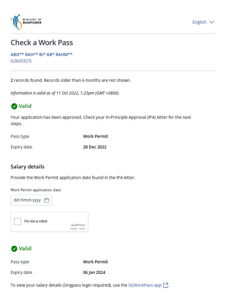 Check Your Work Pass Status Online | PDF