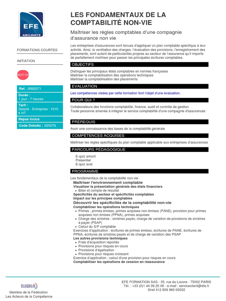 Les Fondamentaux de La Comptabilite Nonvie | PDF | Comptabilité | Assurance