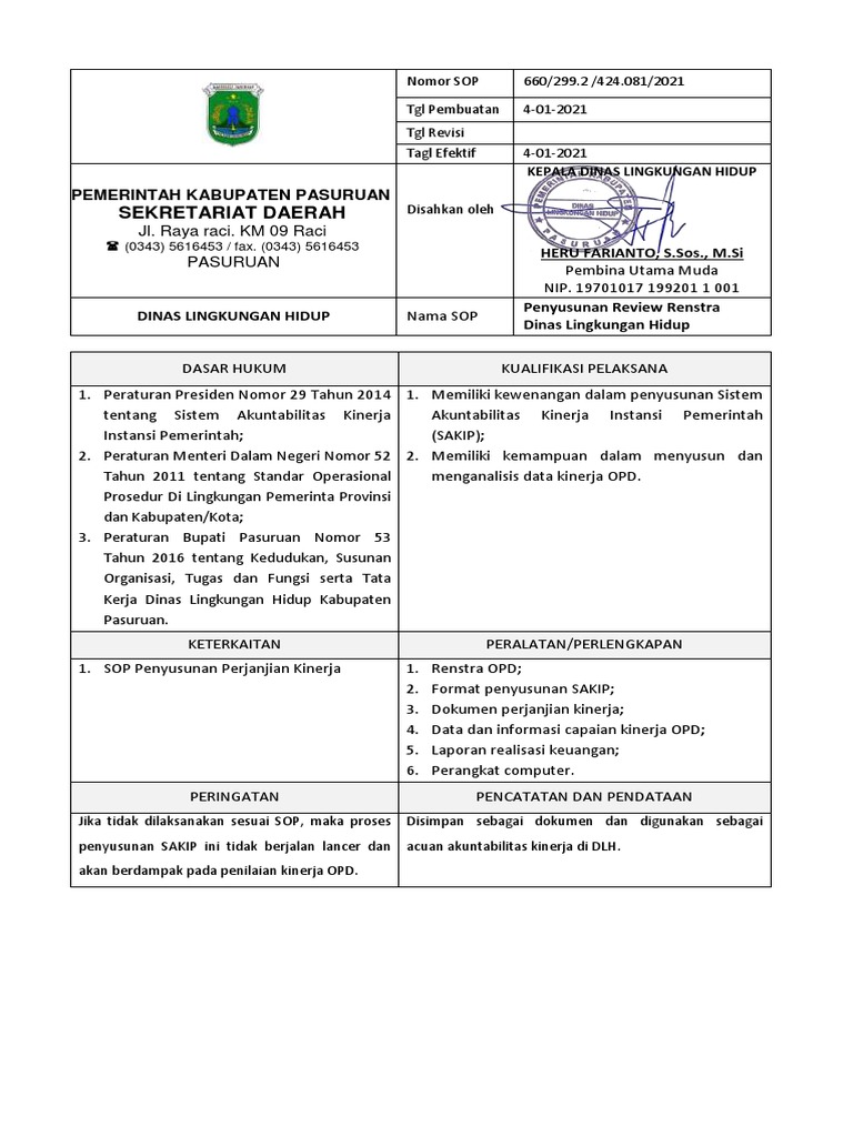 Cover - SOP - Penyusunan Review Renstra | PDF | Bisnis
