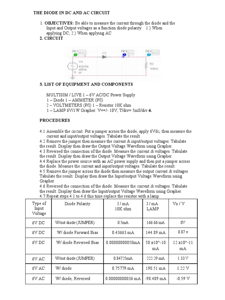 The Diode in The DC and Ac Circuit | PDF | Direct Current | Rectifier