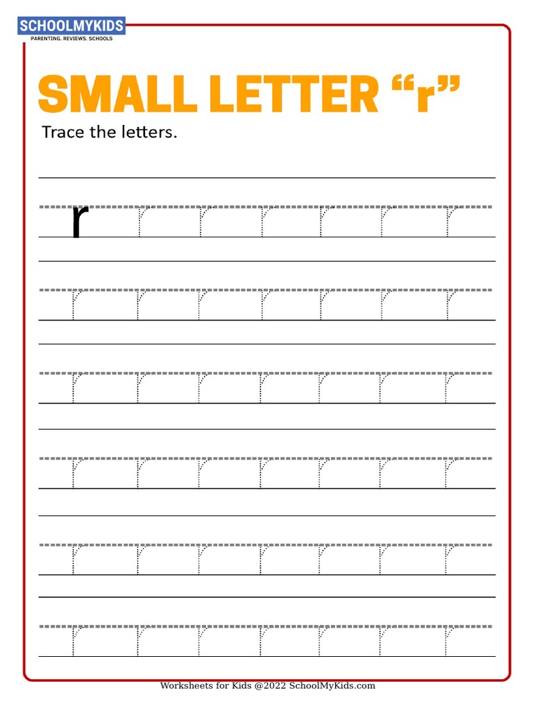 Writing Small Letter R Lowercase Letter Tracing w700201 | PDF