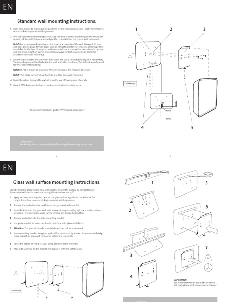 Evoko Room Manager - Mounting Instructions | PDF | Adhesive | Screw