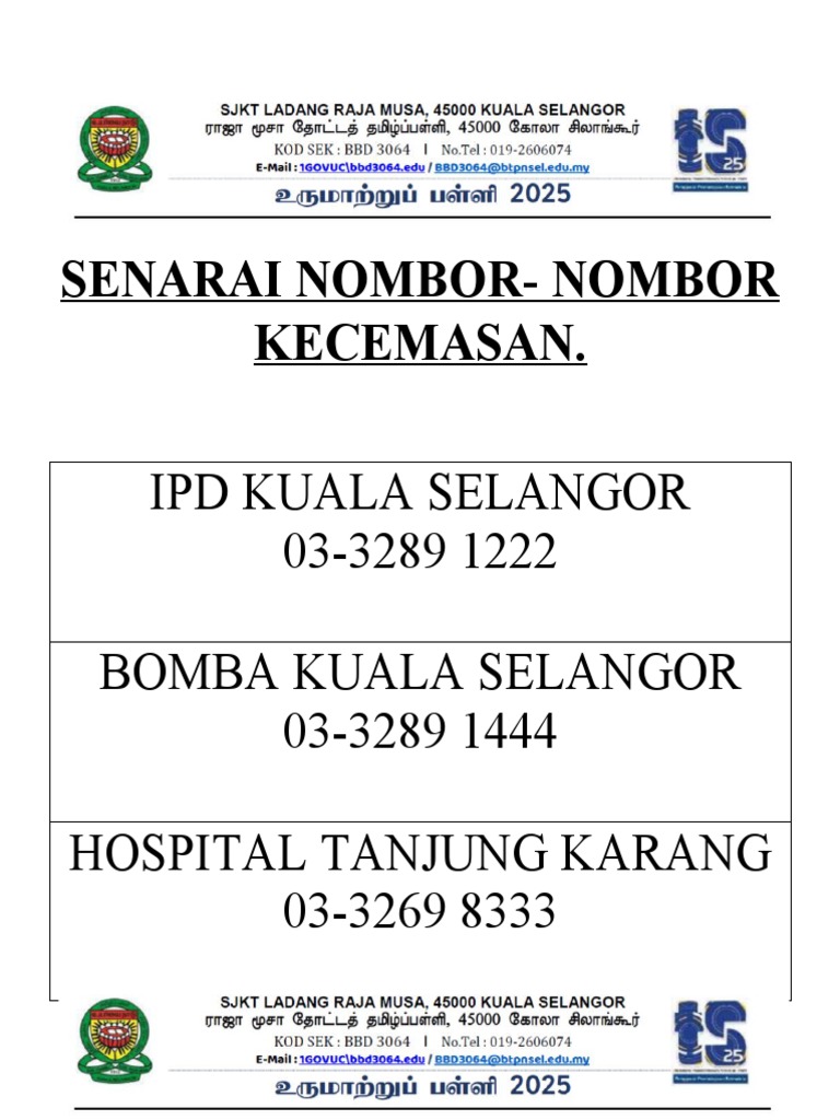 Senarai Nombor Kecemasan | PDF
