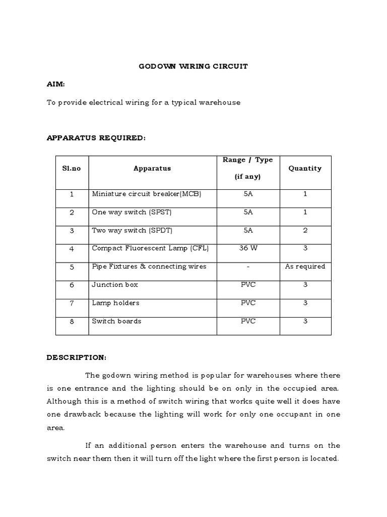 Godown Wiring Circuit | Download Free PDF | Electrical Wiring | Switch