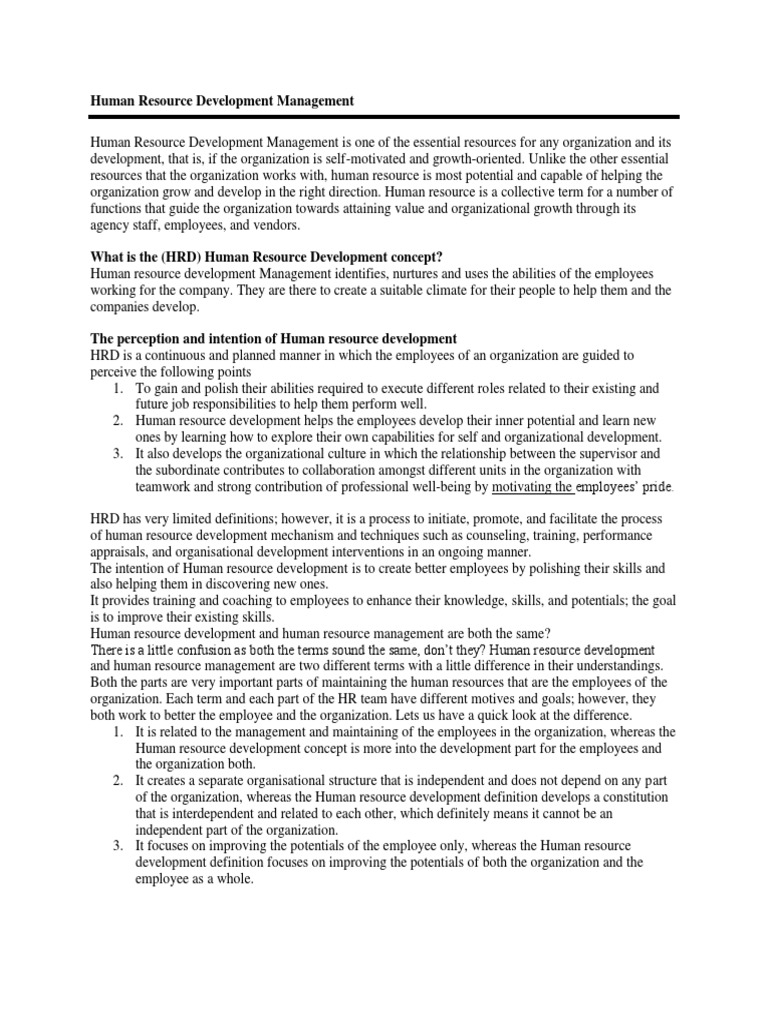 Human Resource Development Management | PDF | Official Development ...