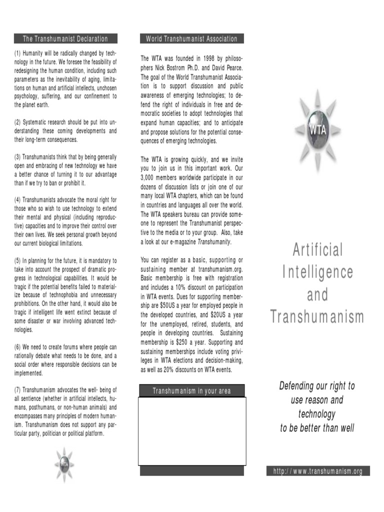 Transhuman Declaration | PDF | Artificial Intelligence | Intelligence (AI) & Semantics