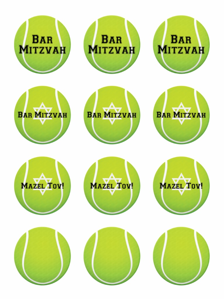 Tennis Ball Cupcake Toppers 2 Inch Circle 8 5x11 Free Printable | PDF