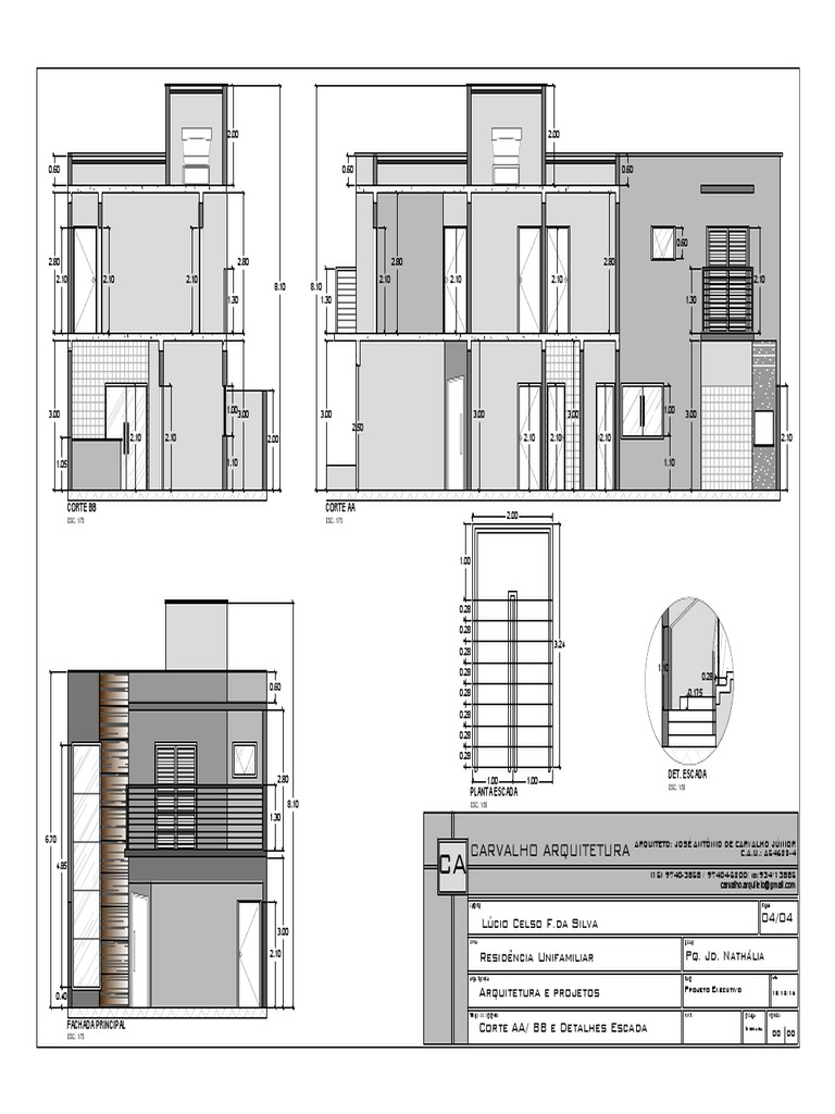 4 - Cortes, Fachada e Detalhe Escada | PDF