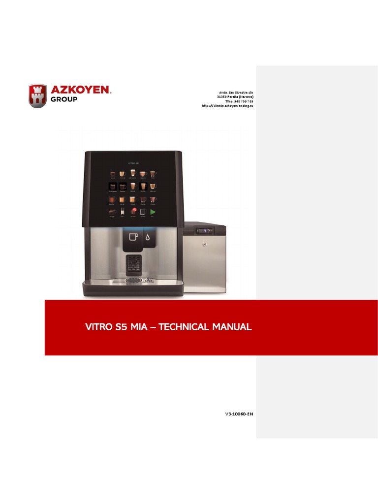 VITRO S5 MIA Technical Manual | PDF | Water Heating | Coffee