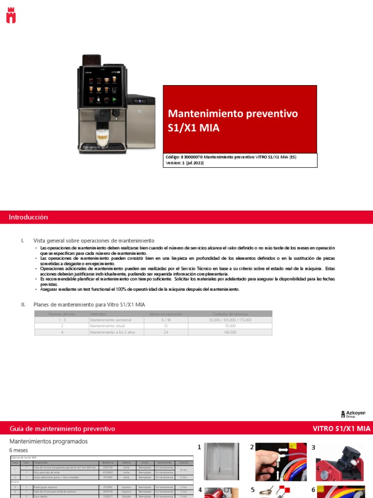 VITRO X1 MIA Mantenimiento Preventivo | PDF | Ingeniería mecánica