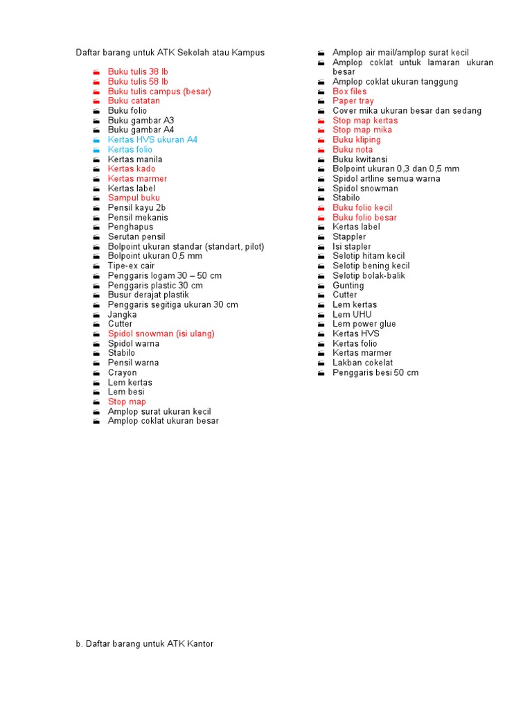 Daftar Barang Atk | PDF