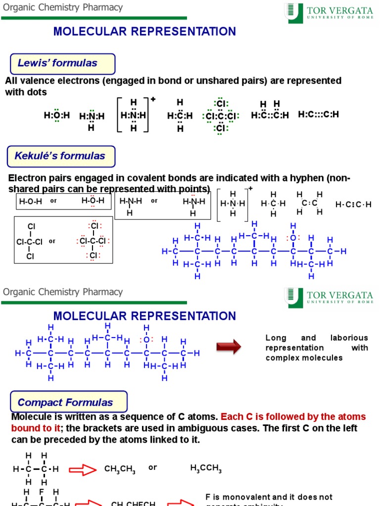 Molecular Representation: Lewis' Formulas | PDF | Alkane | Methyl Group