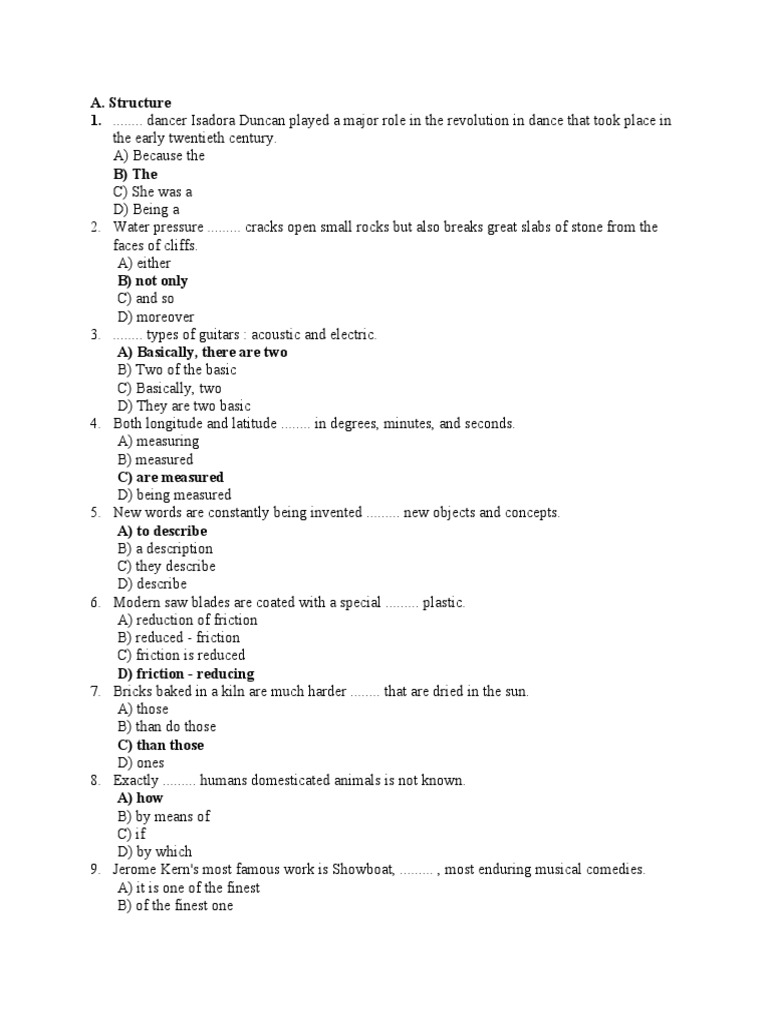 Sructure and Written Expression 1 | PDF | Social Science