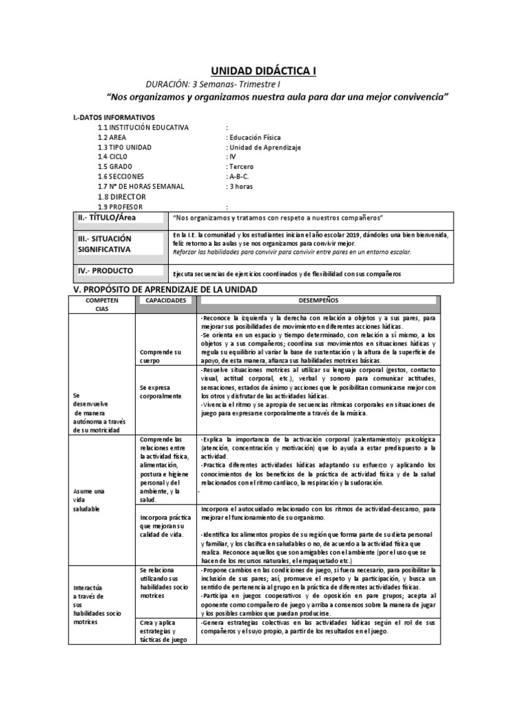 Unidad Didactica 3er Grado | PDF | Aprendizaje | Evaluación