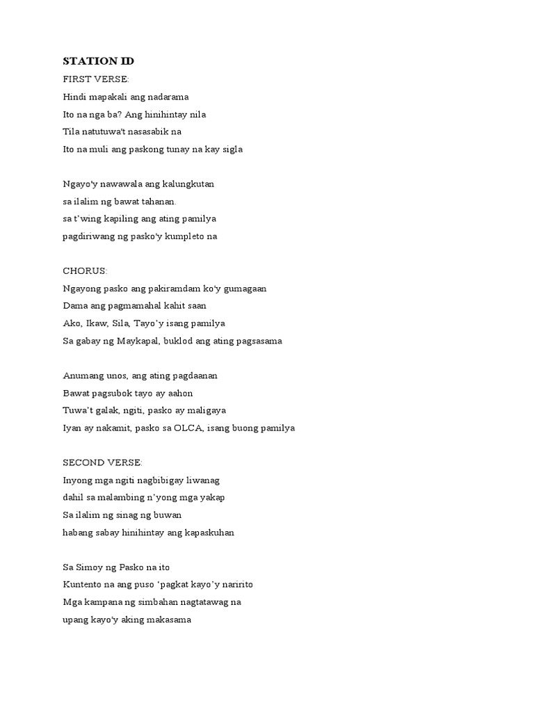 Station Id Lyrics Pdf