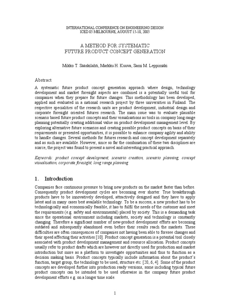 A Method For Systematic Future Product Concept Generation | PDF ...