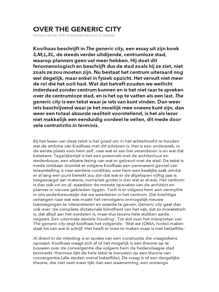 Over The Generic City | PDF