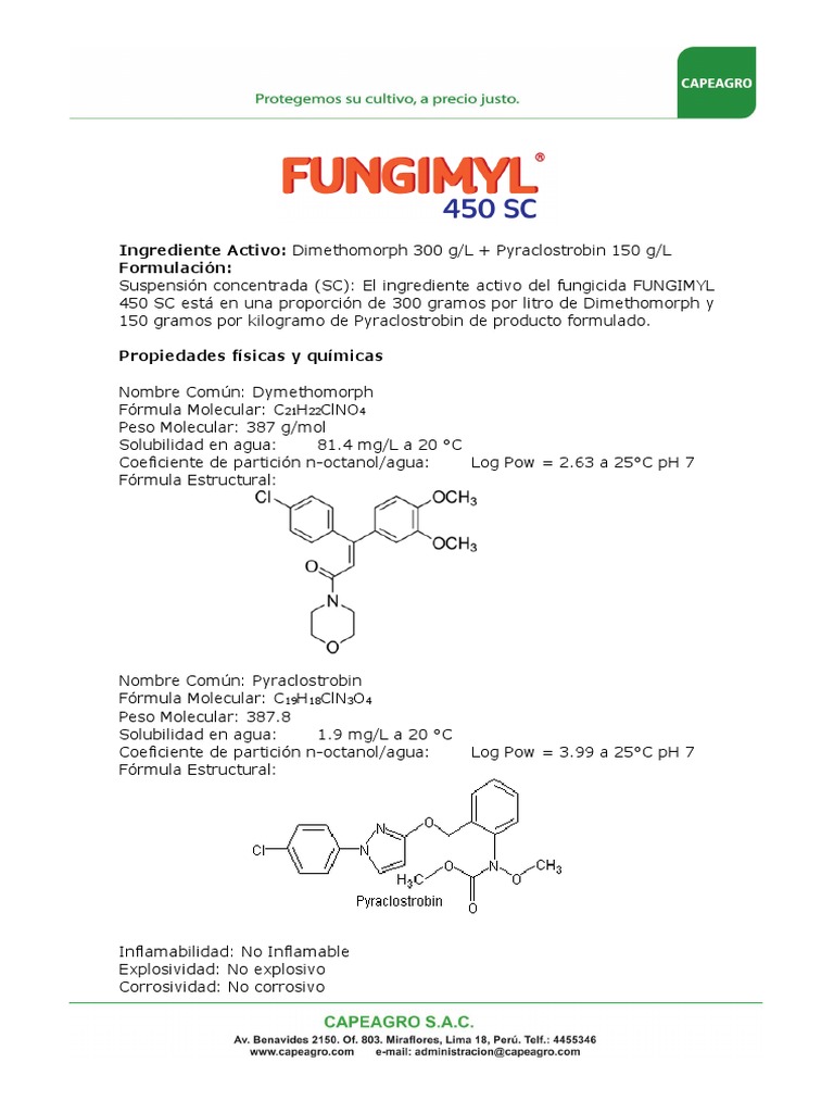 Fungimyl 450 Sc Ficha Tecnica | PDF | Agua | Hongo