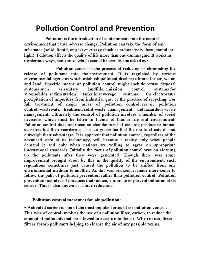 Pollution Control and Prevention | PDF | Pollution | Waste