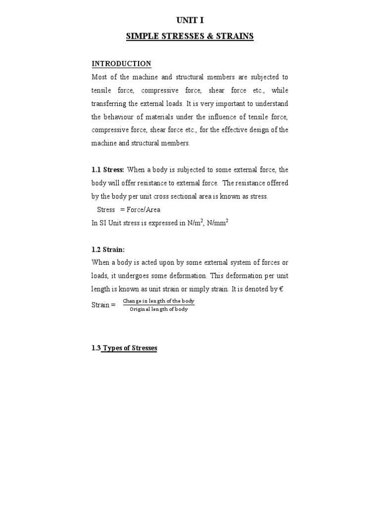 Som Unit - I | PDF | Deformation (Engineering) | Young's Modulus