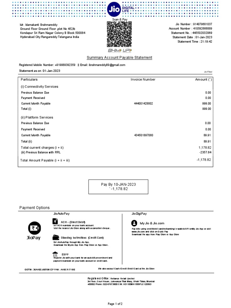 JAN_2023_Internet_Bill | PDF | Credit Card | Debit Card